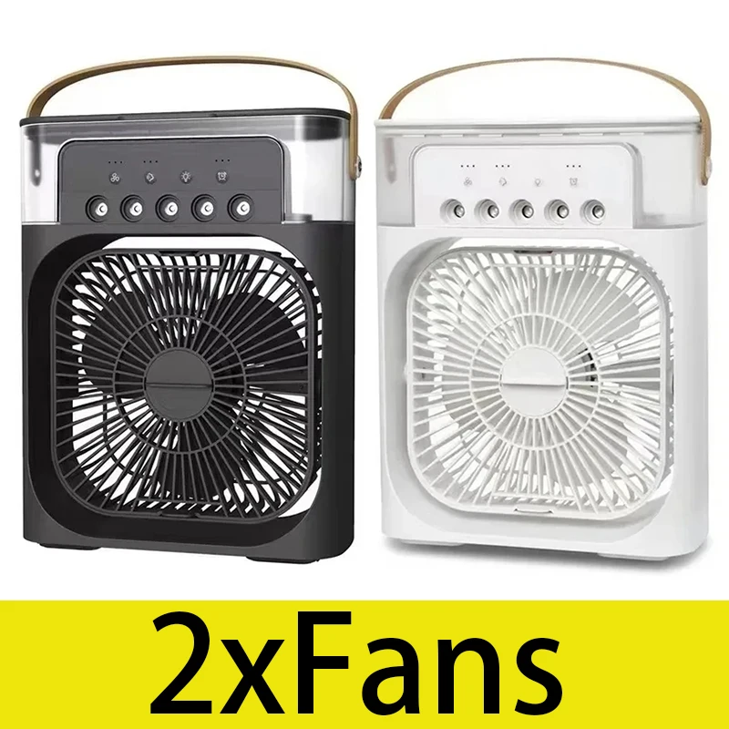2Pcs-3-in-1-Air-Cooler-Mini-Fan-Water-Air-Cooler-Humidifier-Portable ...