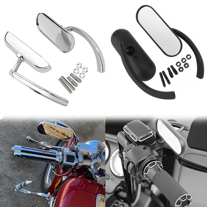 2Pcs/Pair Motorcycle Rearview Mirror Motocross Mini Oval Mirrors For ...