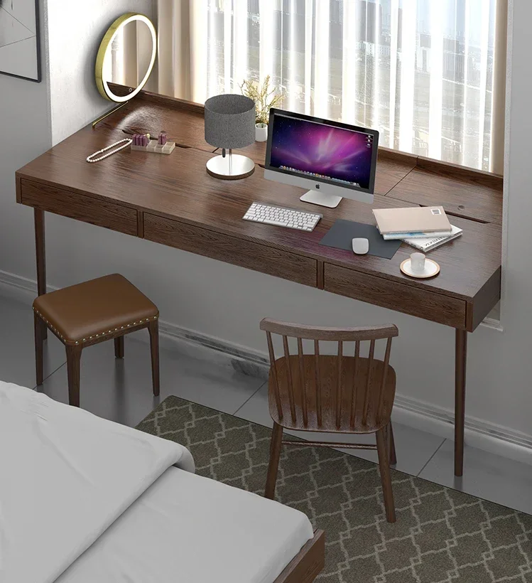 Pure-Solid-Wood-Bay-Window-Desk-Minimalist-Modern-Computer-Desk-Oak ...