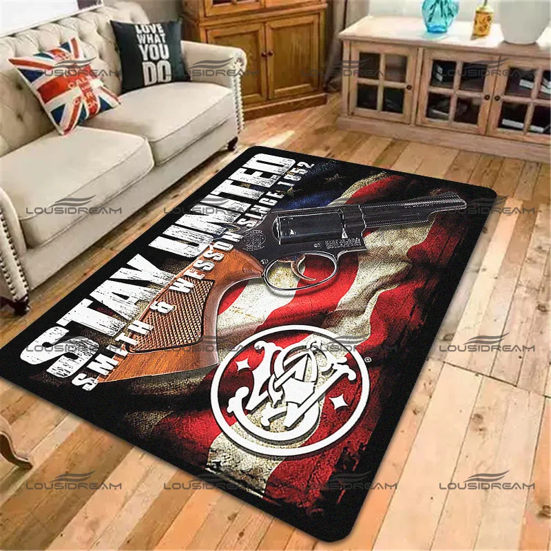 Square Flannel Gun Pattern Carpet Smith & Wesson Decorative Rugs ...