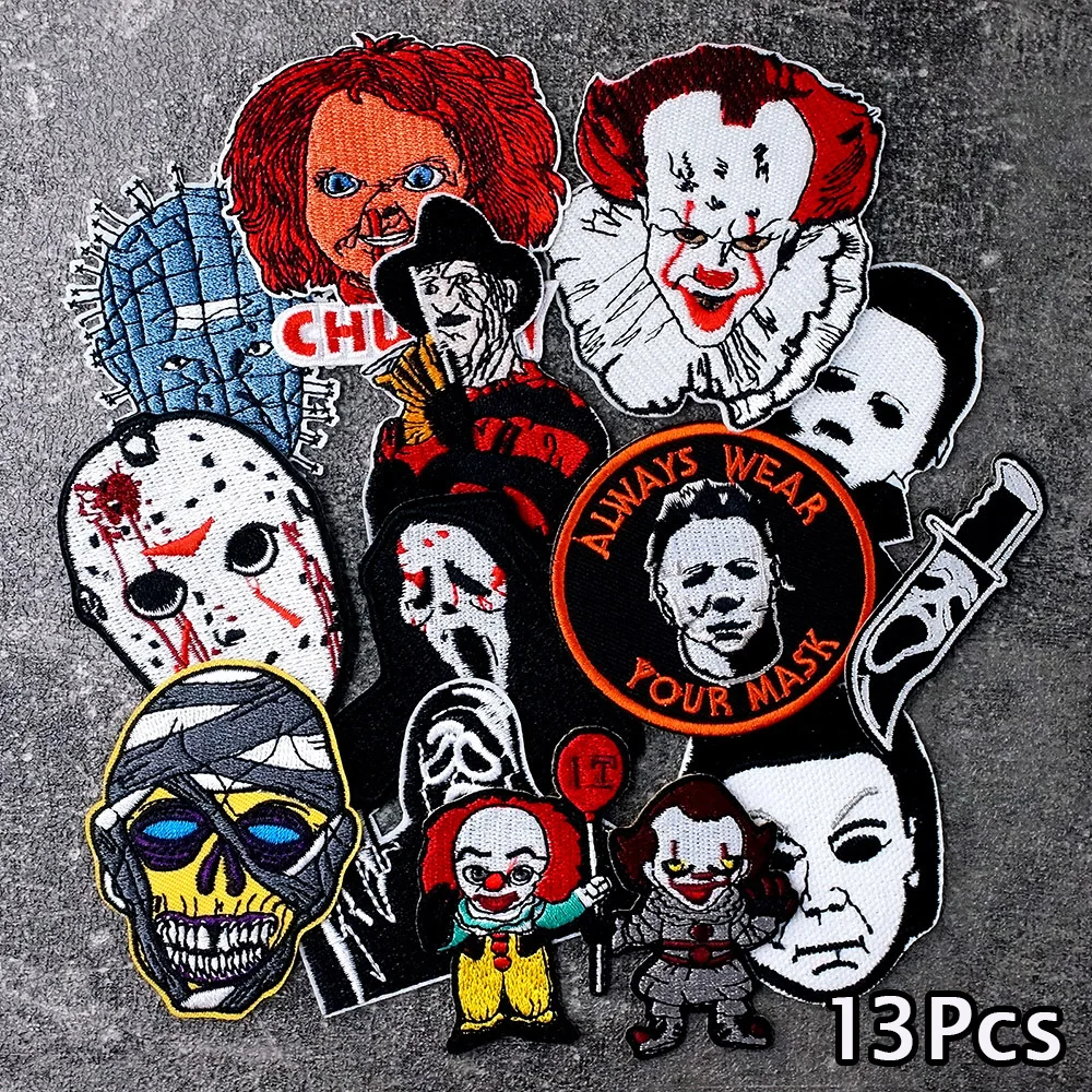 13Pcs-Lot-Fear-Horror-Patches-Embroidery-Applique-Ironing-Clothing ...
