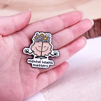 D2307 Mental Health Matters Enamel Pins Brain Brooches Badge Pin ...
