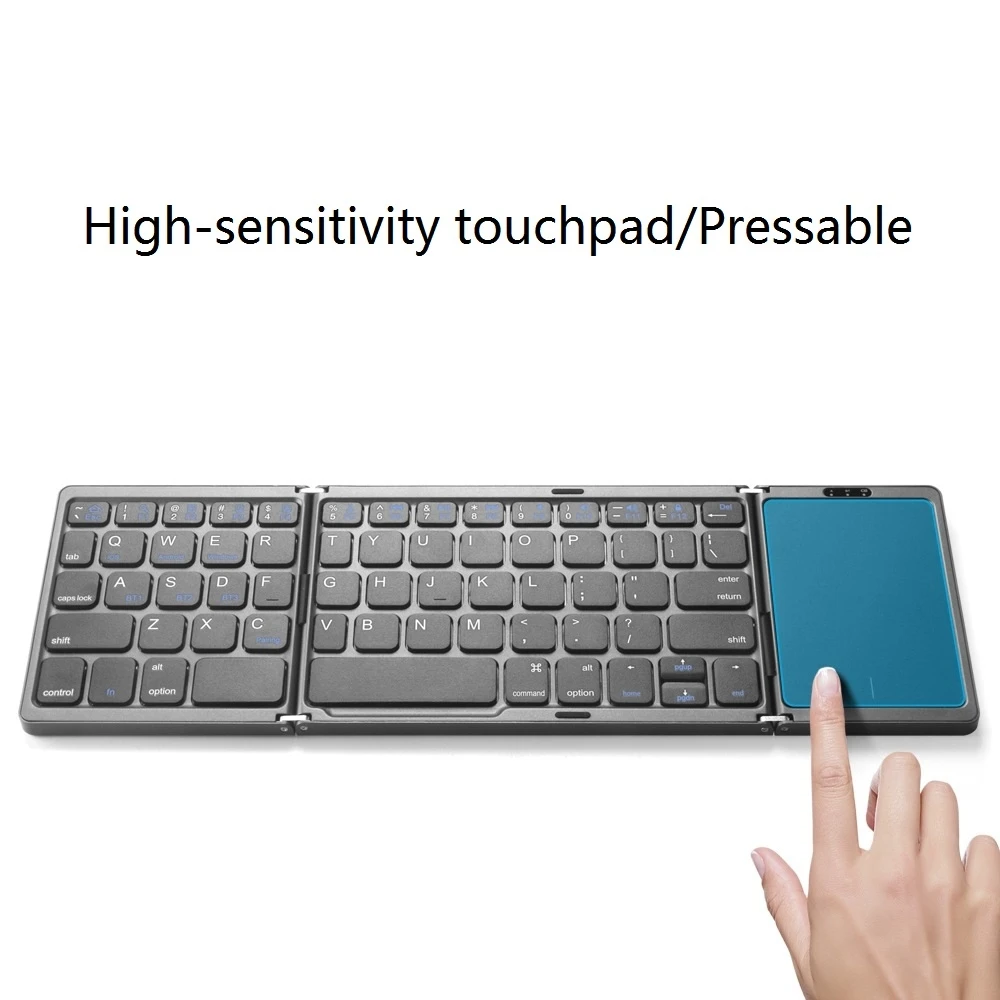 Foldable-BT-Wired-Keyboard-Rechargeable-Portable-Mini-USB-With-Touchpad ...
