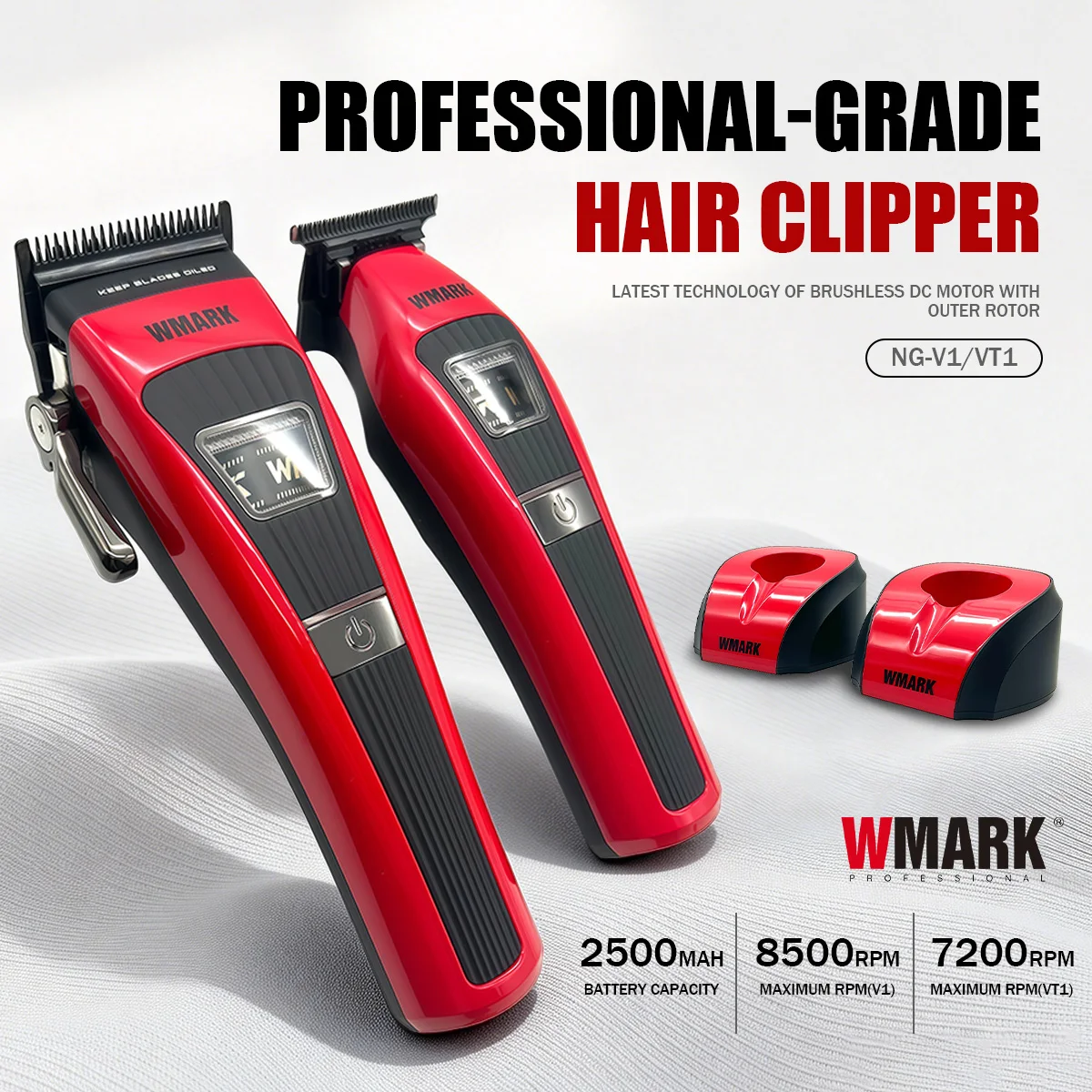 WMARK Professional Hair Trimmers Brushless Outer Rotor Electric Hair ...