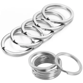 10-50pcs 25/30mm Stainless Steel Key Rings Round Flat Line Split Rings ...