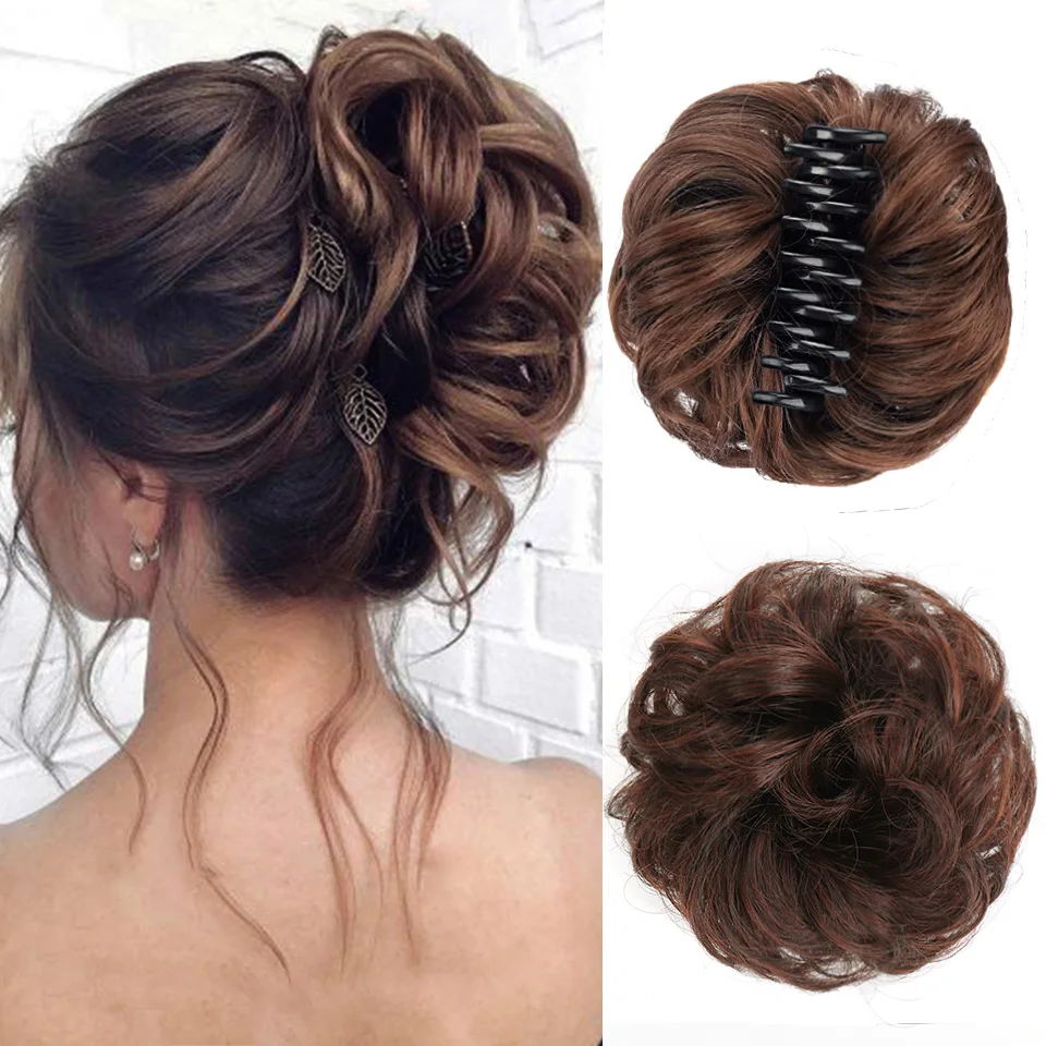Synthetic curly hair bun with claw clip (Brand - Lupu) - Hair.lk