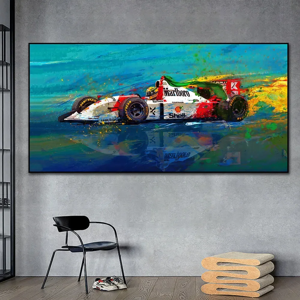 Scandinavian-Simple-Wall-Art-Ayrton-Senna-F1-Car-Legend-HD-Canvas-Oil ...