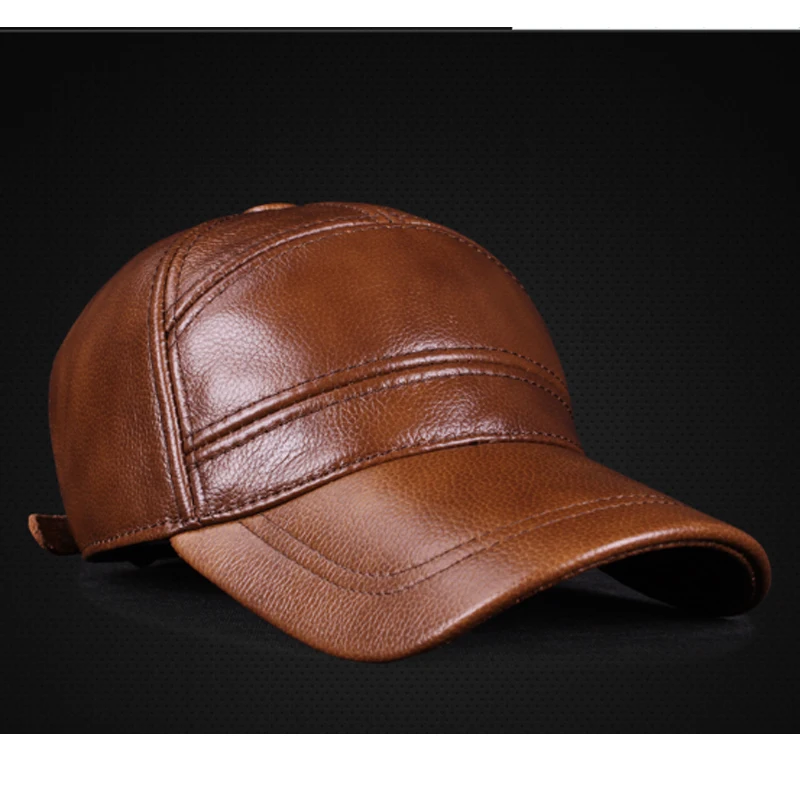 New-Spring-Men-Real-Leather-Baseball-Caps-Cowhide-Men-Youth-Duck-Tongue ...