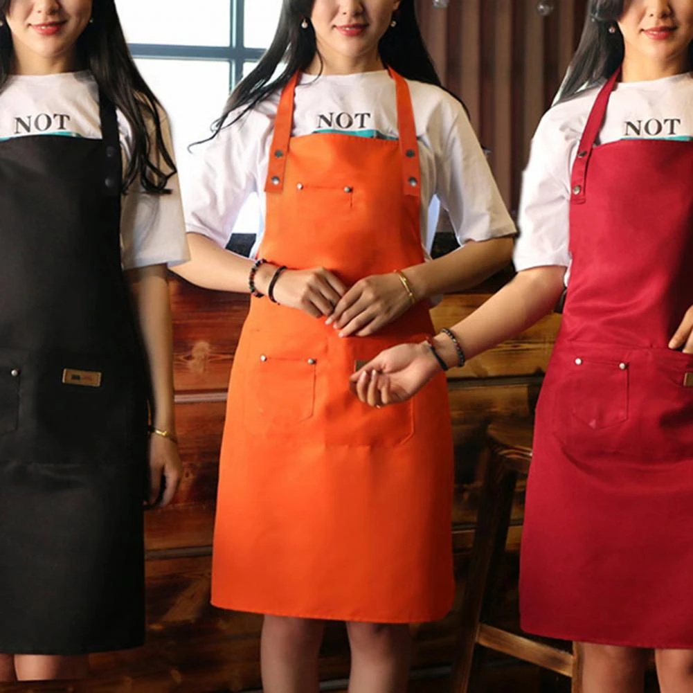 Cooking Apron Widen Shoulder Straps Kitchen Apron with Pocket Polyester ...