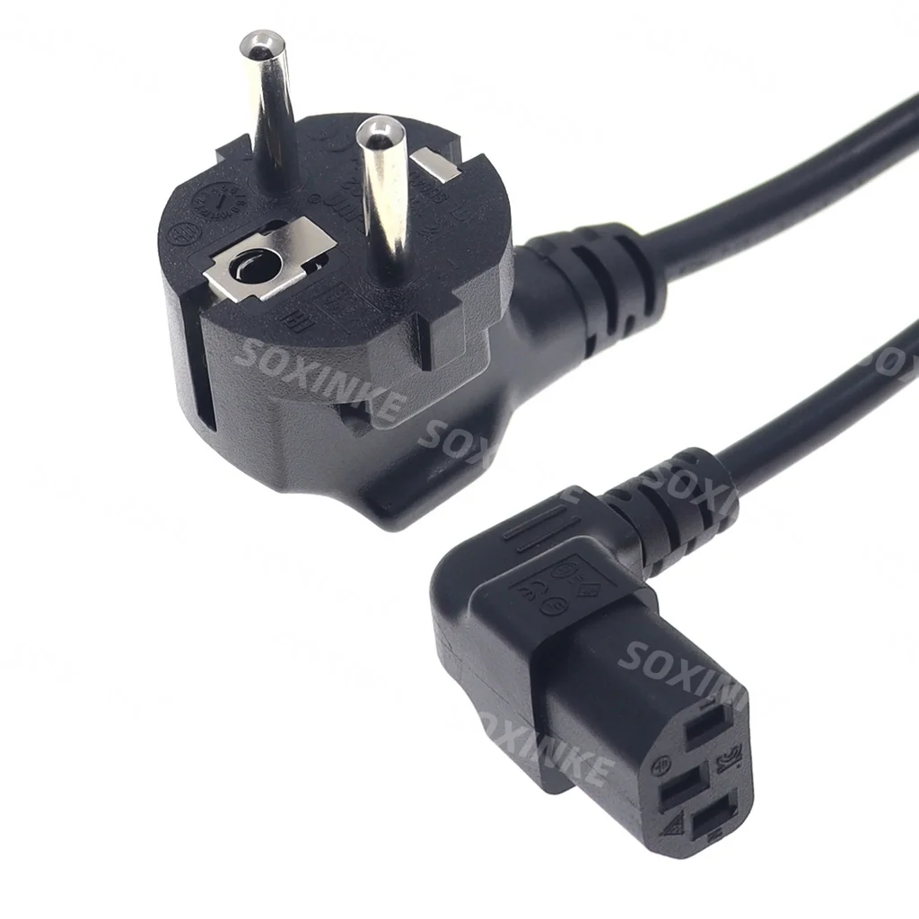 Angled C13 Computer EU Power Cable European Type F Adapter Plug to IEC ...