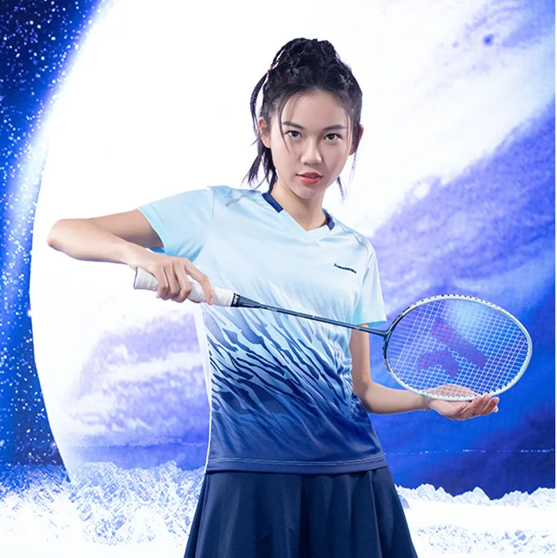Kawasaki Original Women Men Couple Badminton Clothing Short Sleeve V ...