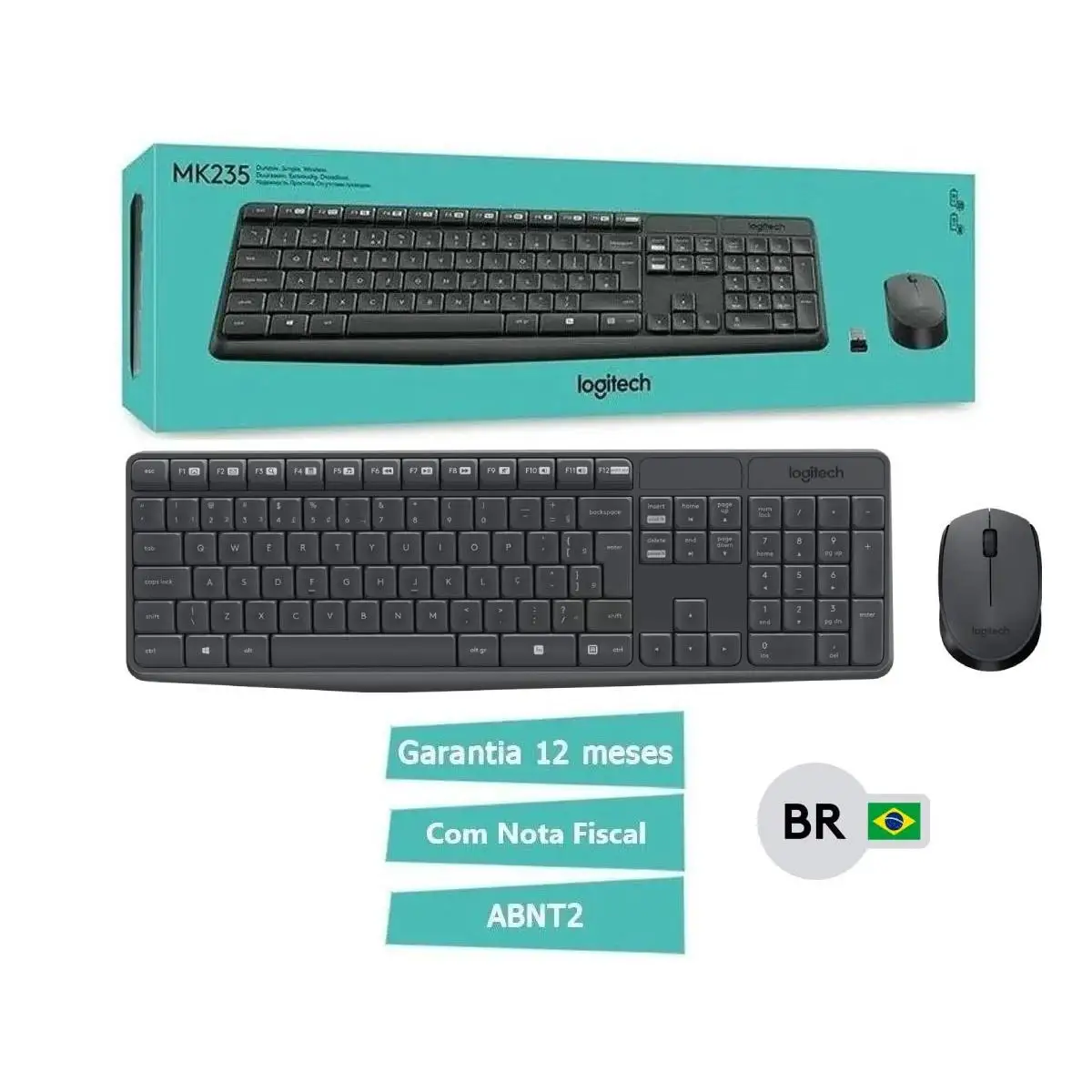 Logitech Mk235 Kit Teclado Mouse Wireless S/ Fio Resist Àgua - Combos ...