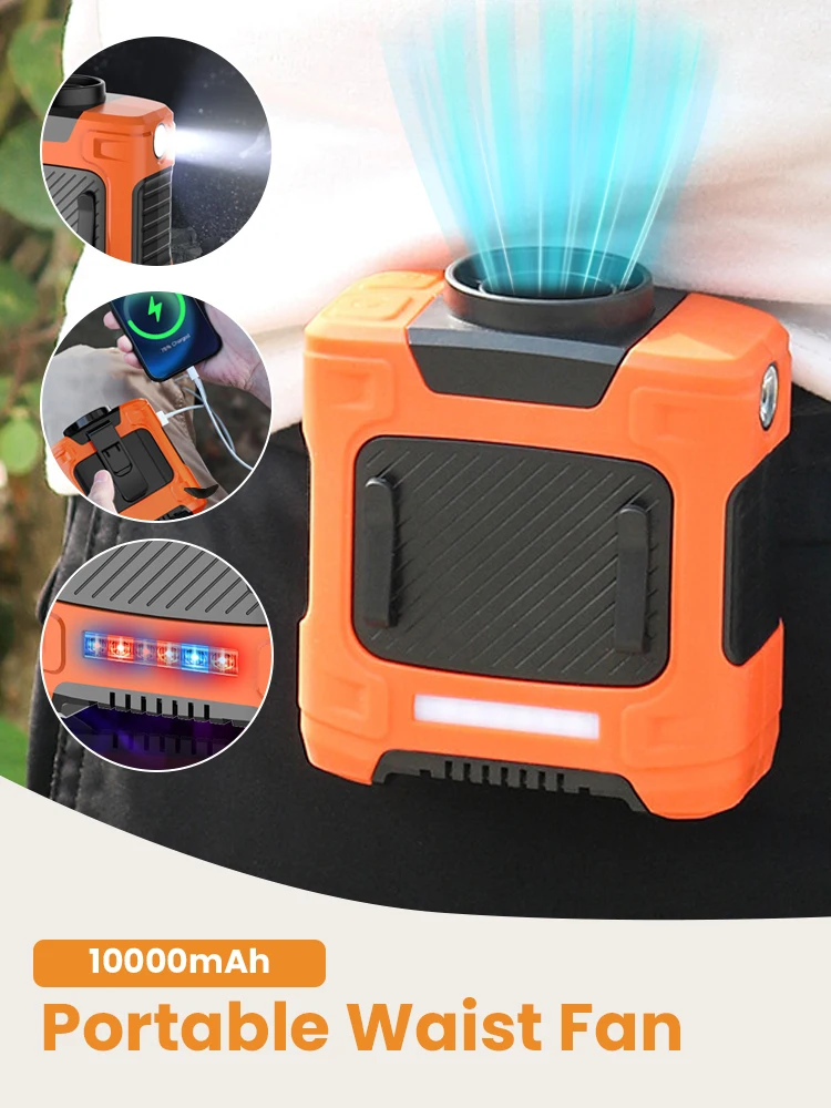 10000mAh-Outdoor-Portable-Waist-Fan-Multifunctional-Mini-Camping-Fan ...