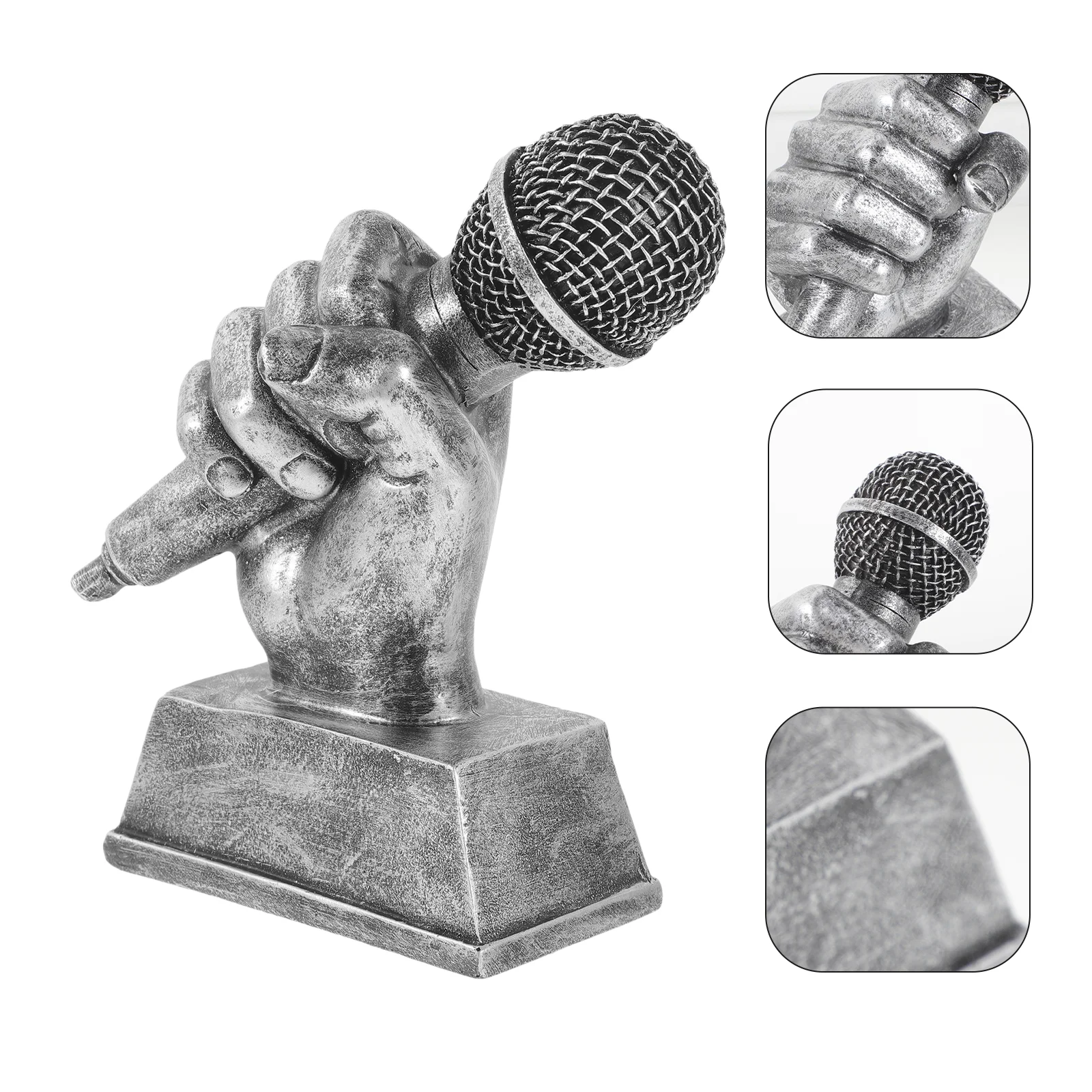 Microphone Trophies Silver Singer Trophy Appreciation Gift Dance Trophy ...