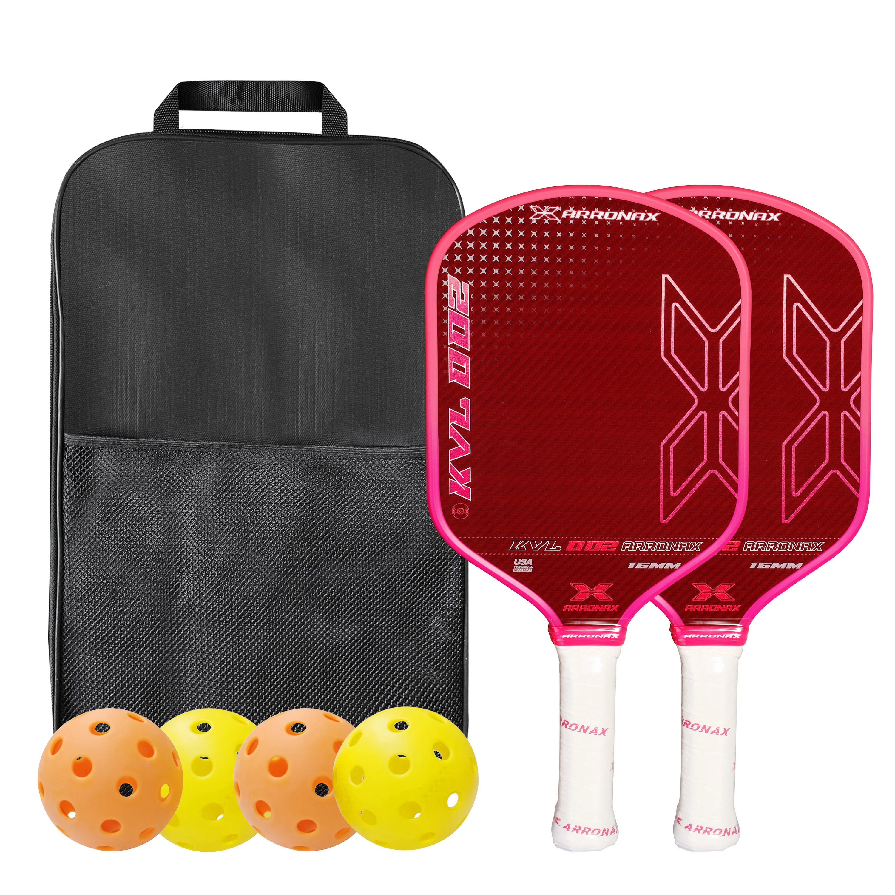 ARRONAX-Red-Aramid-Fiber-Pickleball-Racket-Set-EVA-Foam-and-PP-Core ...