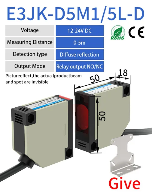 GTRIC E3JK Photoelectric Switch Through beam 10 30V DC 90 240V AC Sensing Distance 5M Series ...