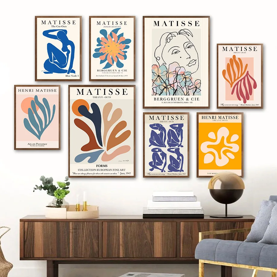 Matisse Lines Faces Flower Shape Abstract Wall Art Canvas Painting ...