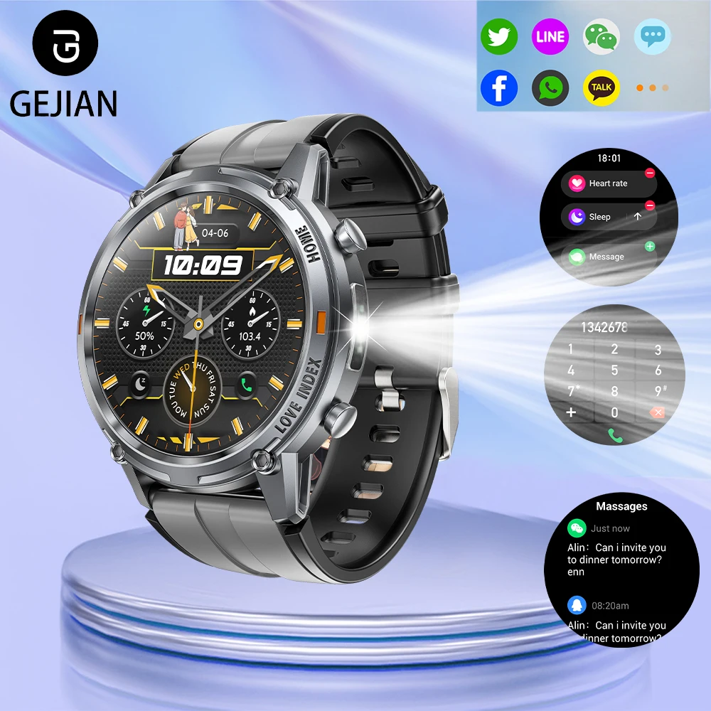 GEJIAN 2025, neue Smartwatch, Bluetooth-Anruf, Taschenlampe ...