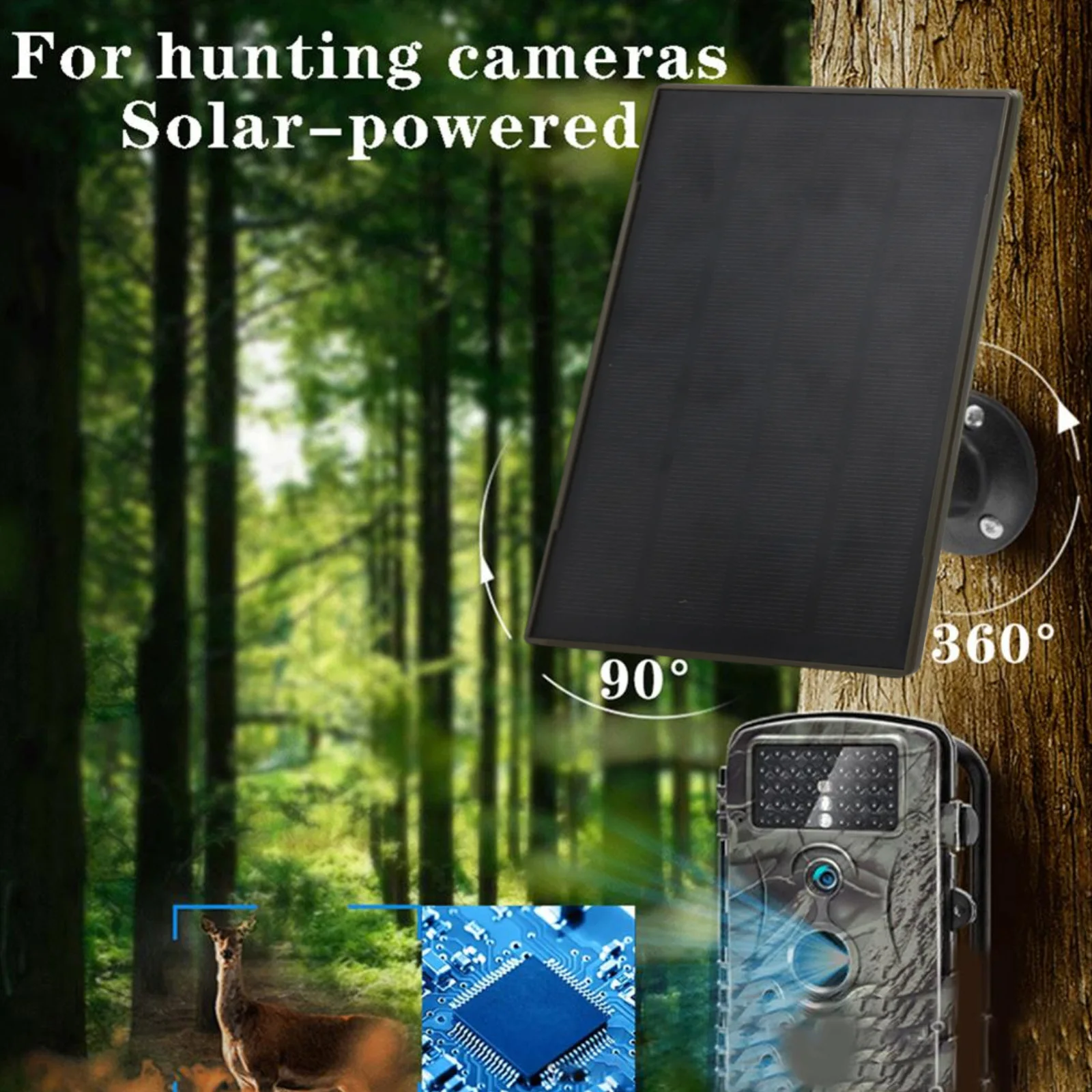 6000mAh Hunting Camera Solar Panel With Type-C Port IP66 Waterproof ...