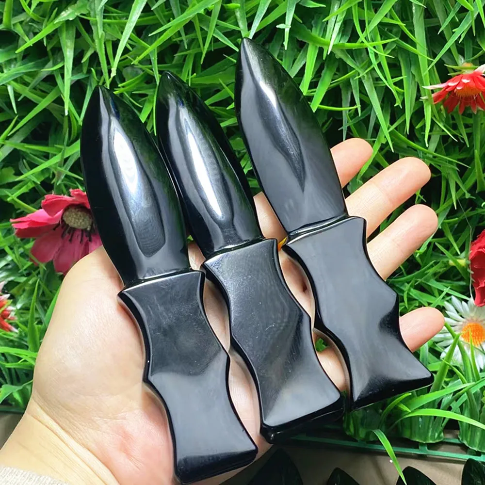 Natural obsidian carved handicrafts, therapeutic crystal craft knives ...