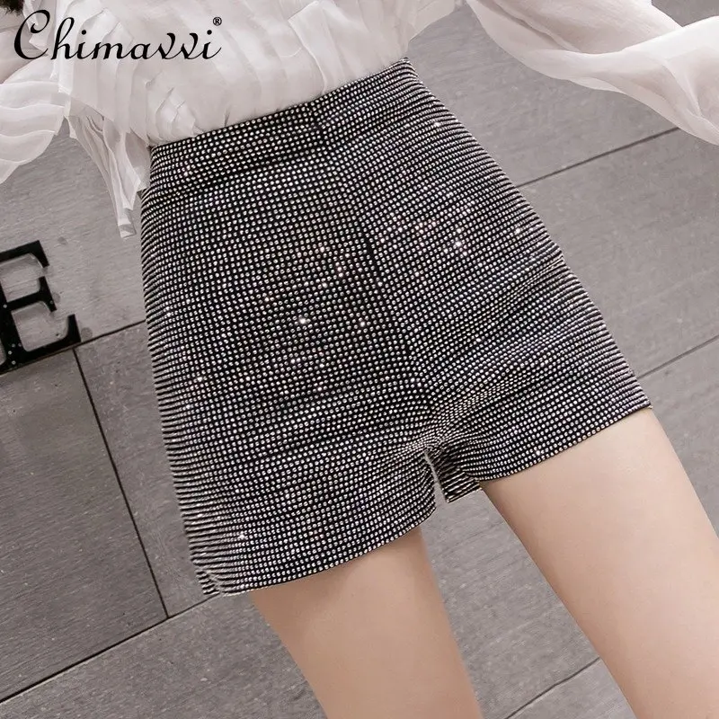 Sequined Shorts Women 2023 Spring New Fashion Diamond Embedded Shiny Skinny Slimming Hip Wrapped ...