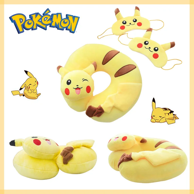 Almohada en forma de U de Anime Pokemon Pikachu, almohada de cuello de ...