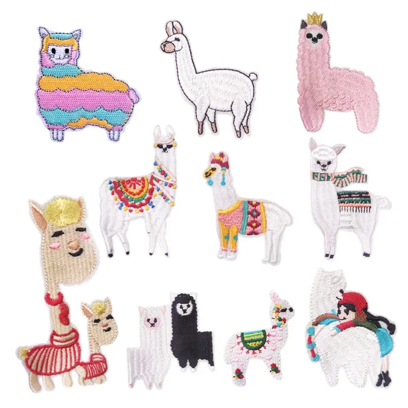Cute-Alpaca-Embroidery-Patches-Cartoon-Llama-Appliques-Boho-Colorful ...