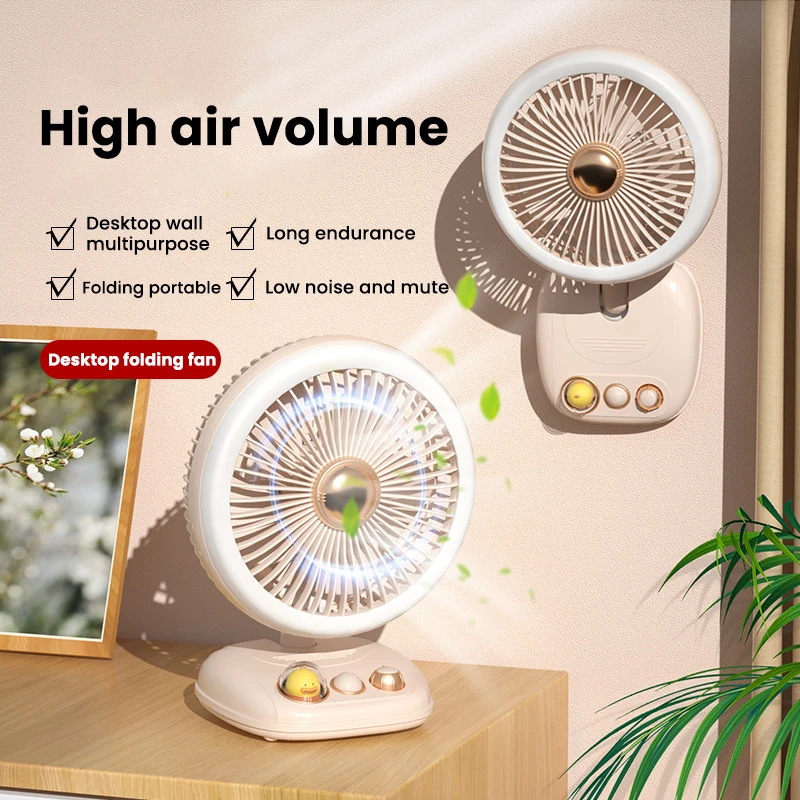 F10 Mini Portable Fan 4000mAh Household USB Shake Head Folding Wall ...