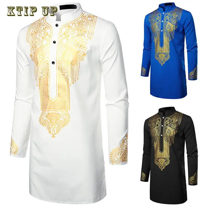 Bata Abaya árabe islámica informal de lujo para hombres, camisa de longitud media con cuello ...