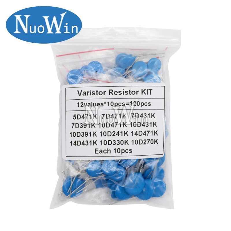 120pcs/Lot Varistor Resistor Assorted Kit 7D471K 7D431K 7D391K 10D471K ...