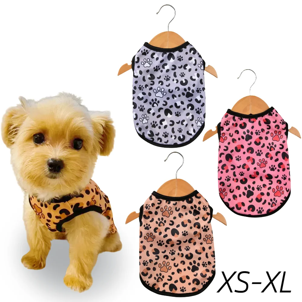Dog Summer Clothes Small Medium Dogs Leopard Print Breathable Pet Mesh ...