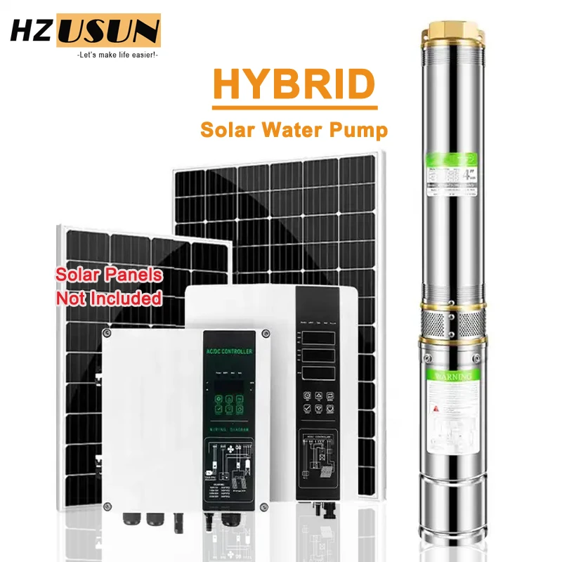 HZUSUN-3HP-4-Plastic-Impeller-Hybrid-AC-DC-Solar-Submersible-Centrifugal-Pump-Brushless-High ...