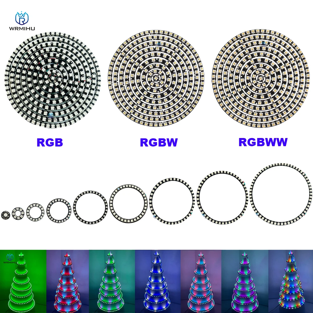 DC5V-WS2812B-DIY-RGB-RGBW-RGBWW-8-to-241led-Round-Module-SK6812-SMD5050 ...