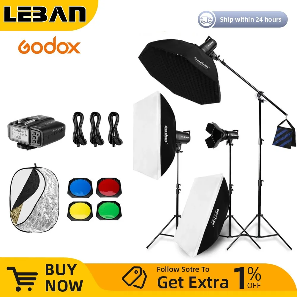 Godox-1200W-Photo-Studio-Flash-Lighting-Godox-SK400-II-3x-400W-Softbox ...