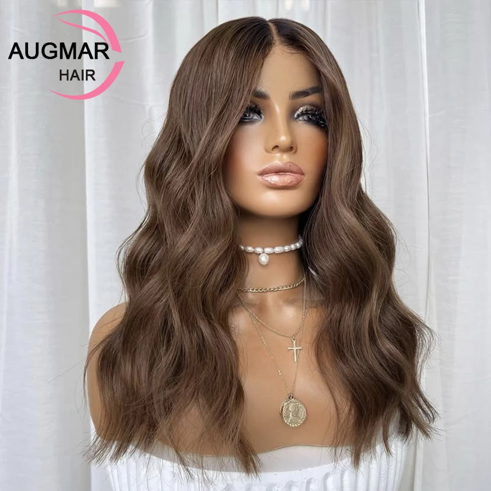 Short Brown Body Wave Human Hair Wigs 200 Density 13x6 HD Lace Frontal ...