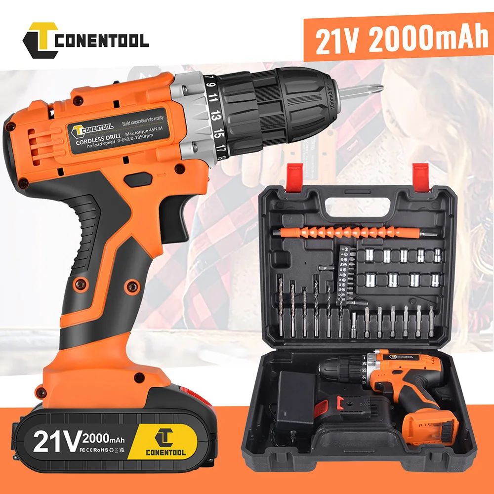 CONENTOOL-21V-Electric-Screwdriver-Set-36pcs-2000mah-Battery-Drill ...