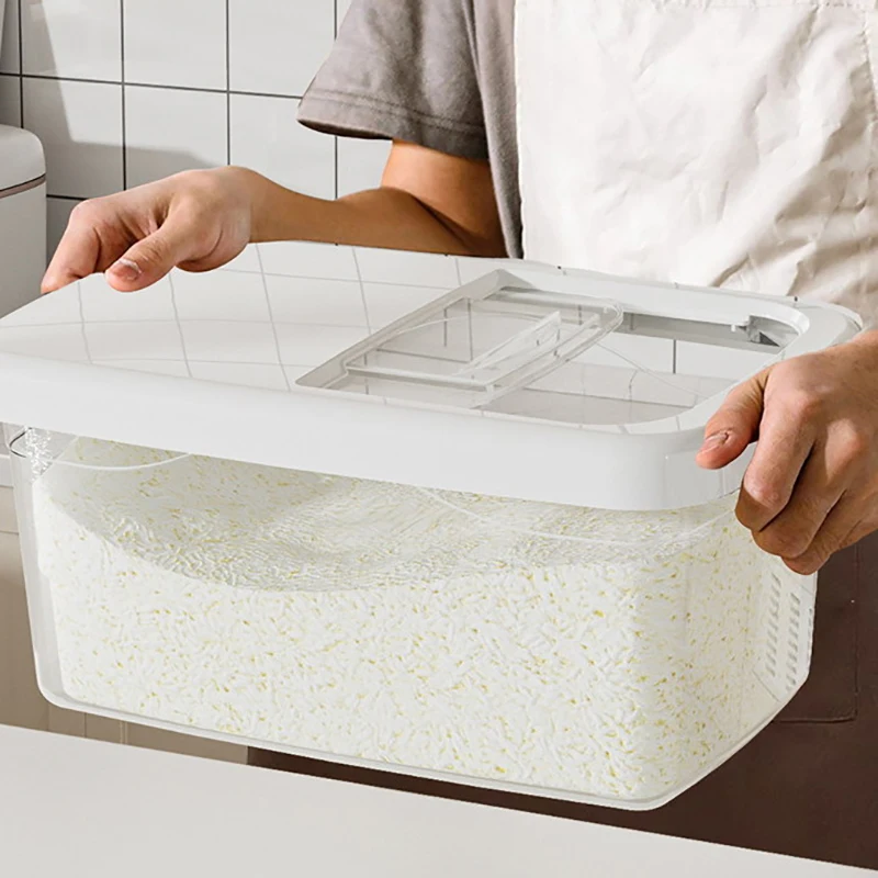 Large-Capacity-15-KG-Rice-Storage-Box-With-Lid-Thickened-Transparent ...