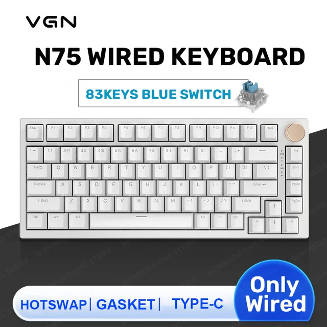 Vgn N75 프로 키보드 82 키 트라이 모드 블루투스 무선 2.4g 유선 핫스왑 기계식 키보드 액세서리, PC 게임 선물