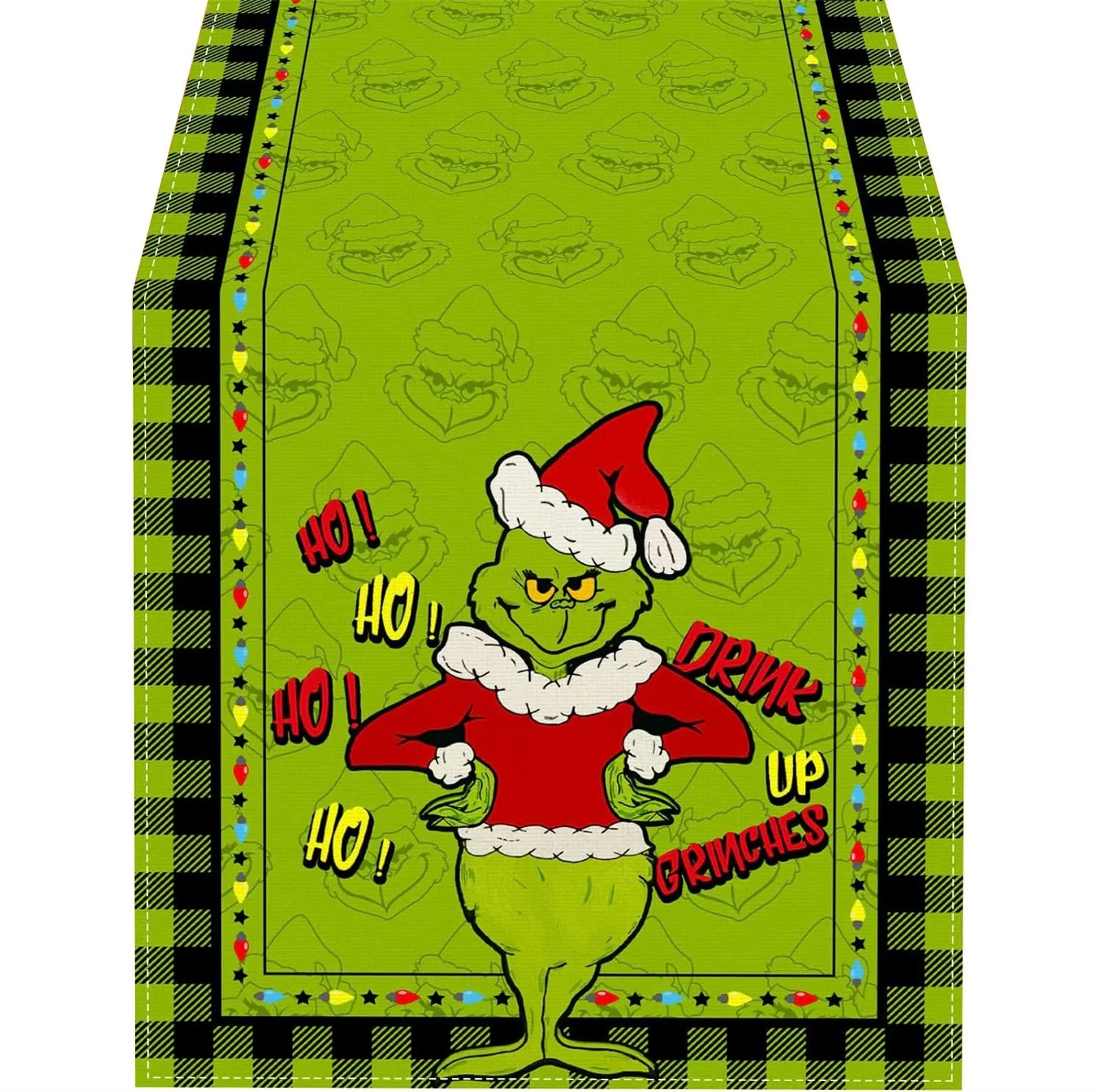 Linen-Green-Christmas-Table-Runner-green-haired-monster-Tablecloth ...
