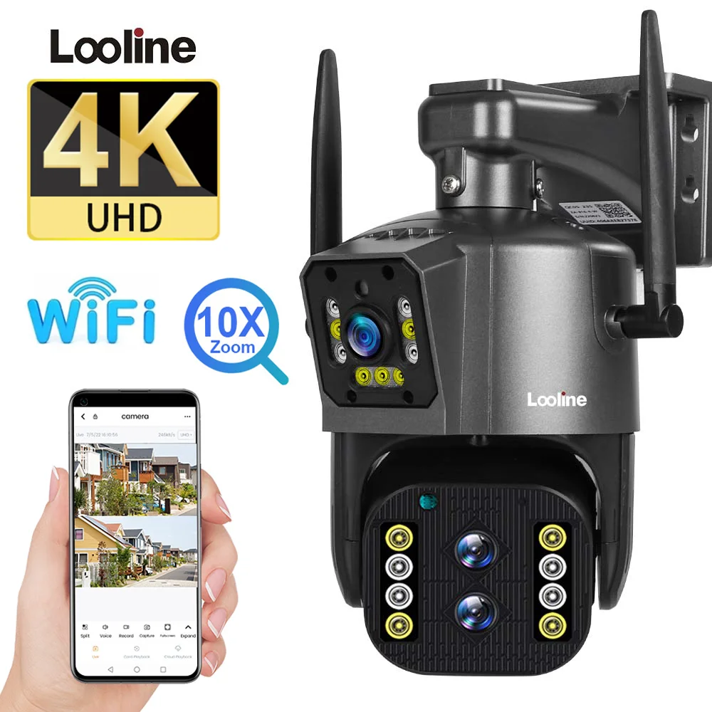 4K 8MP WiFi Camera Outdoor 10x Optical Zoom PTZ Waterproof Three Lens ...