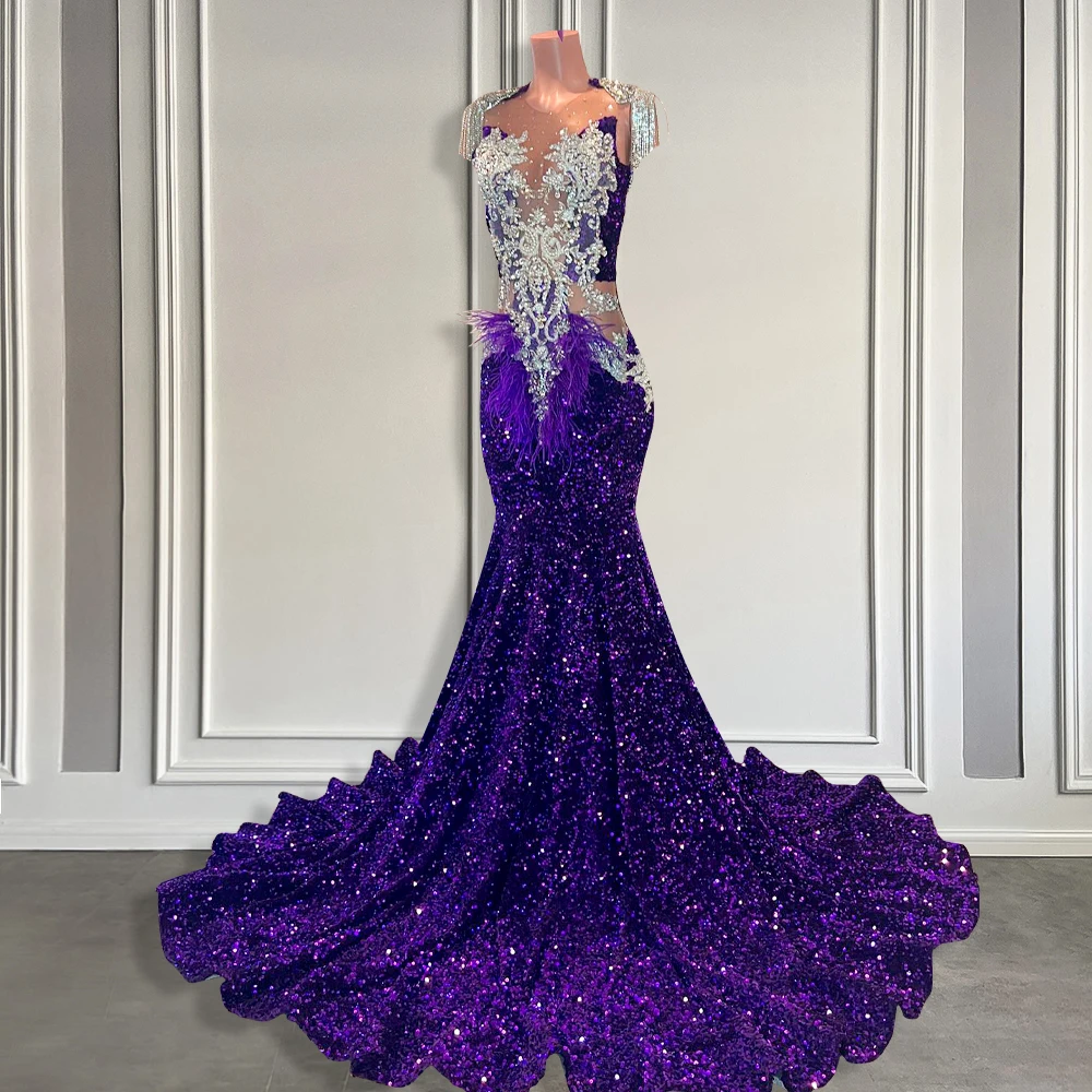 Sparkly-Diamond-Purple-Prom-Dresses-for-Black-Girls-Luxury-Beaded ...