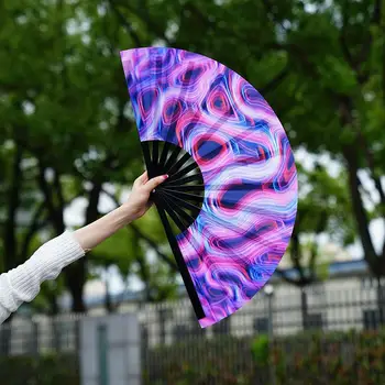 33cm Large Folding Hand Rave Fan Chinease/Japanese Gradient Colorful ...