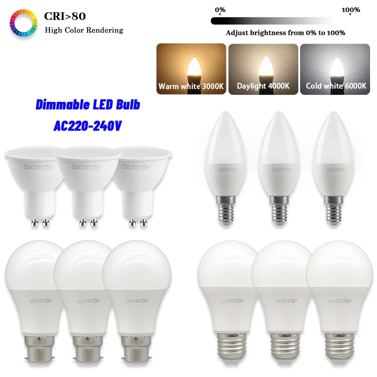 10pcs Dimmable LED Spotlight GU10 E27 B22 E14 LED Light Bulb Warm/Cool ...