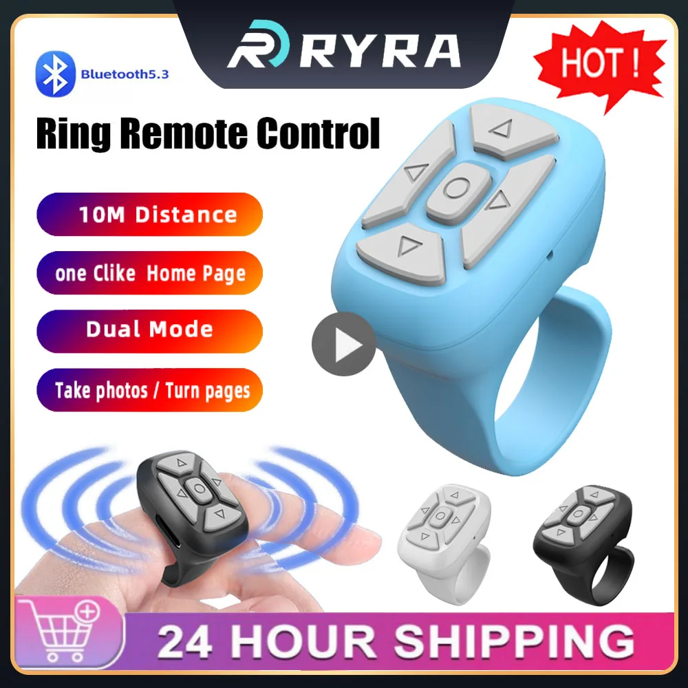 Bluetooth-compatible Remote Control Fingertip Wireless Media Button ...