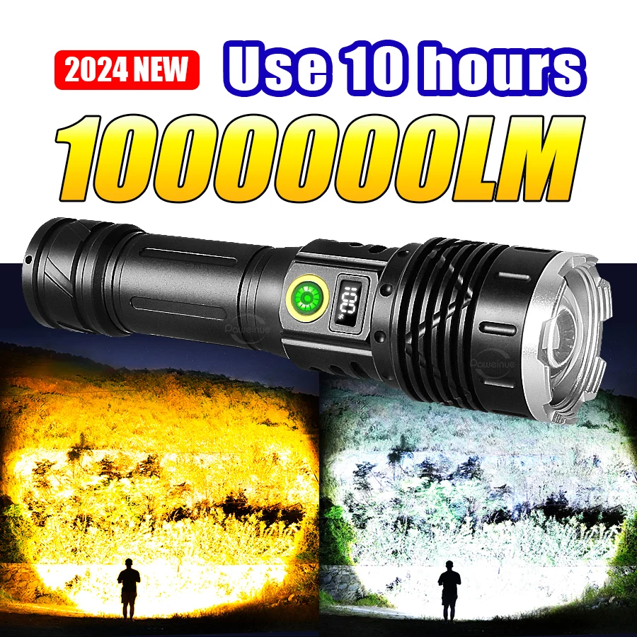 800W-High-Power-LED-Flashlight-Rechargeable-Yellow-White-Light-Lantern ...