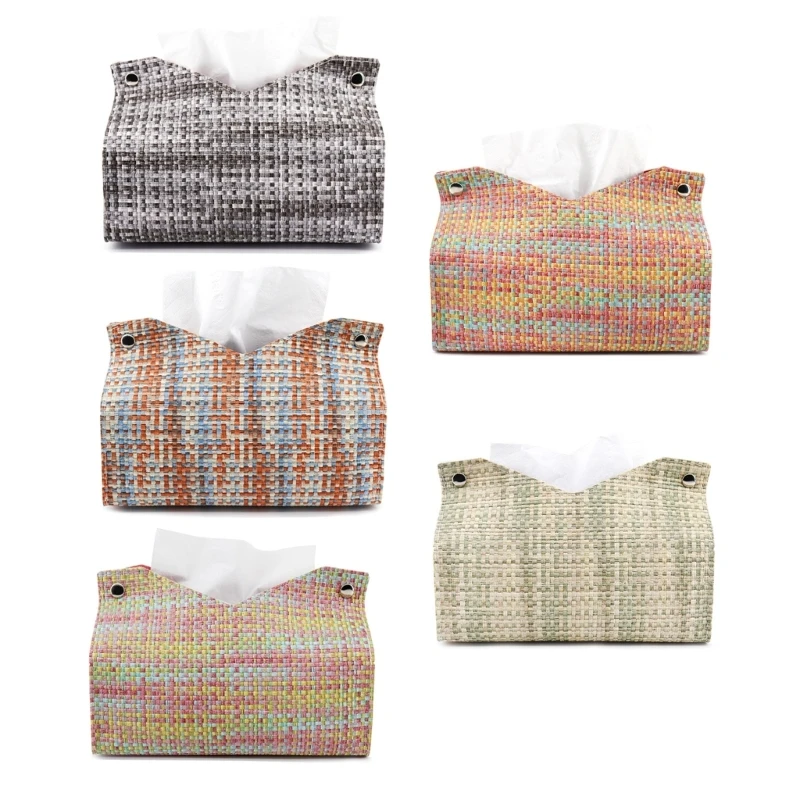Tissue-Box-Cover-PU-Woven-Tissue-Holder-Unique-Paper-Organize-Home ...