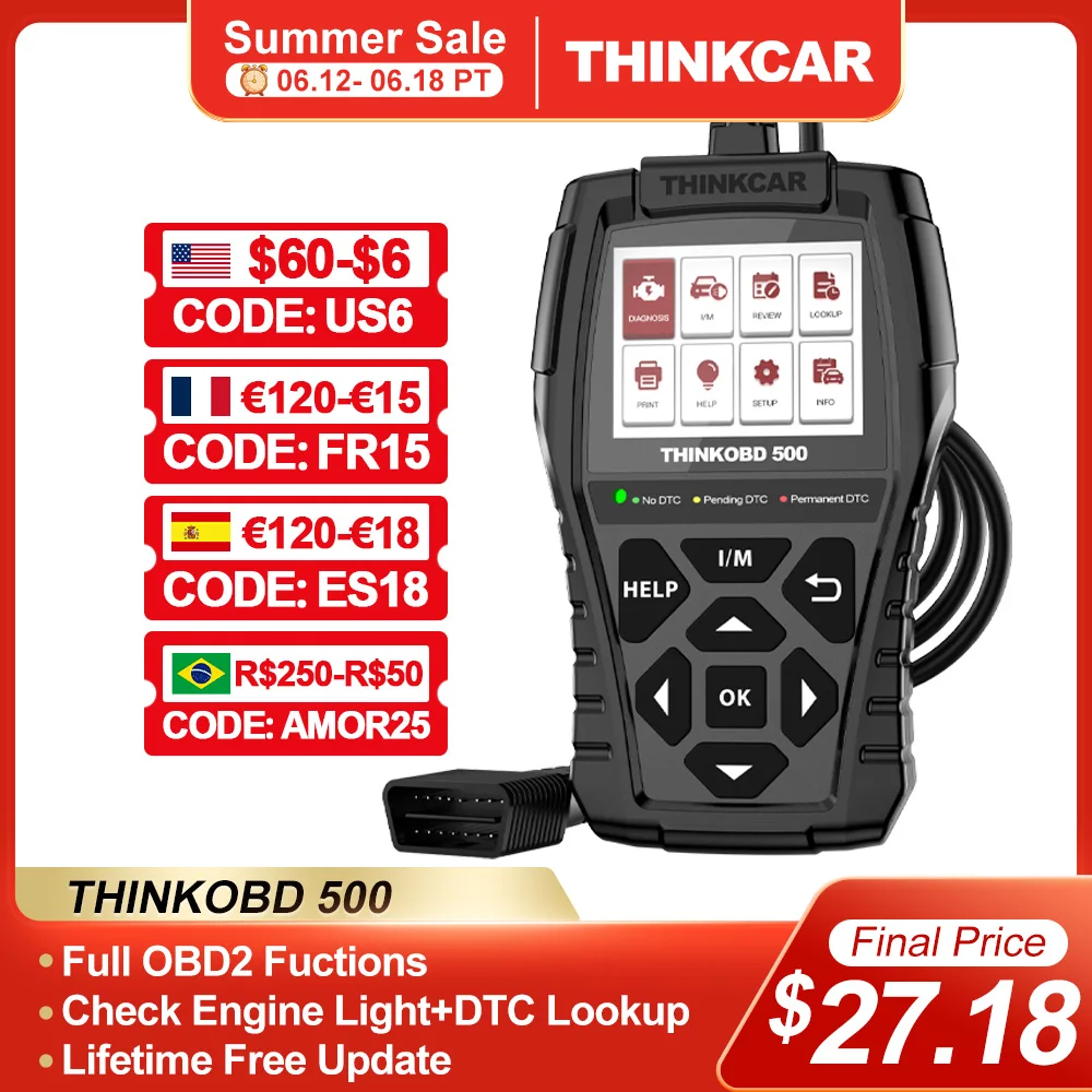THINKCAR Thinkobd 500 OBD2, escáner de motor de comprobación, lector de ...