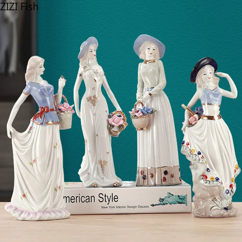 Elegant-Beauty-Painted-Ceramic-Sculpture-Desk-Decoration-Character ...