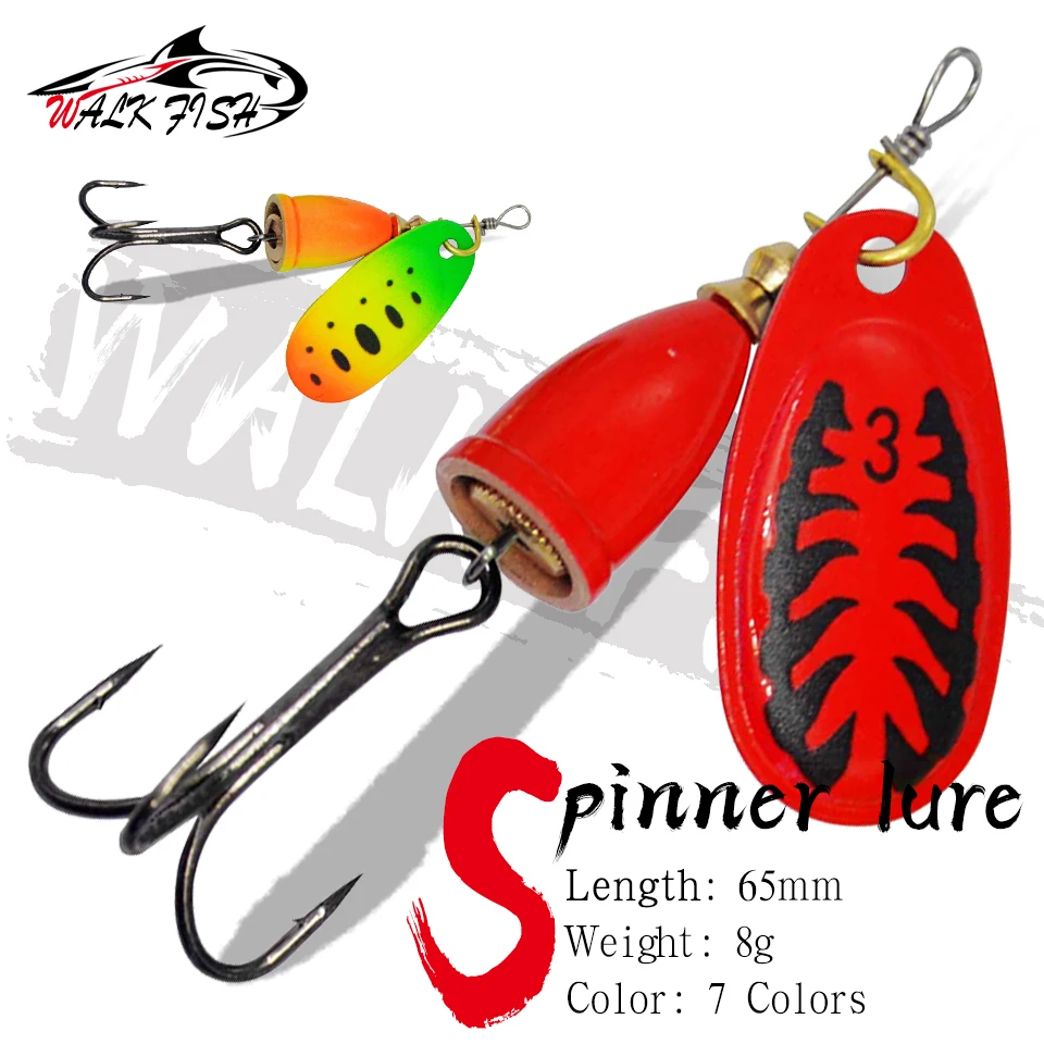 WALK FISH 8g Sinking Spoon Metal Spinner Trout Treble Hook Isca ...