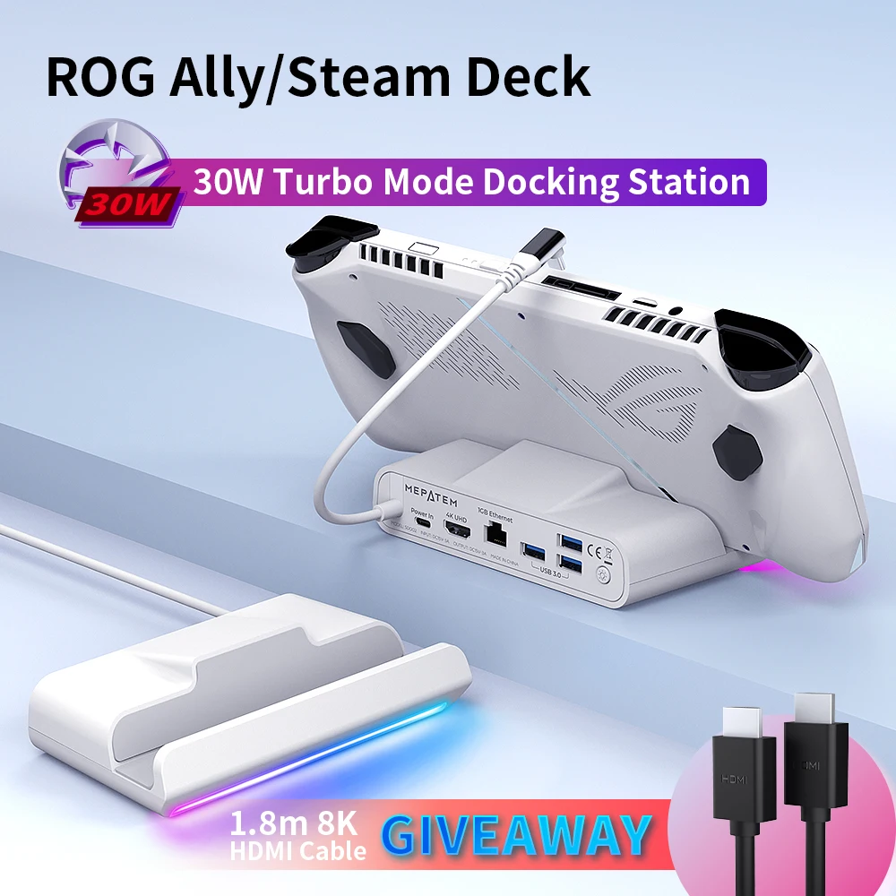 Docking Station for ROG Ally Hub RGB Steam Deck Stand with HDMI 2.0 4K ...